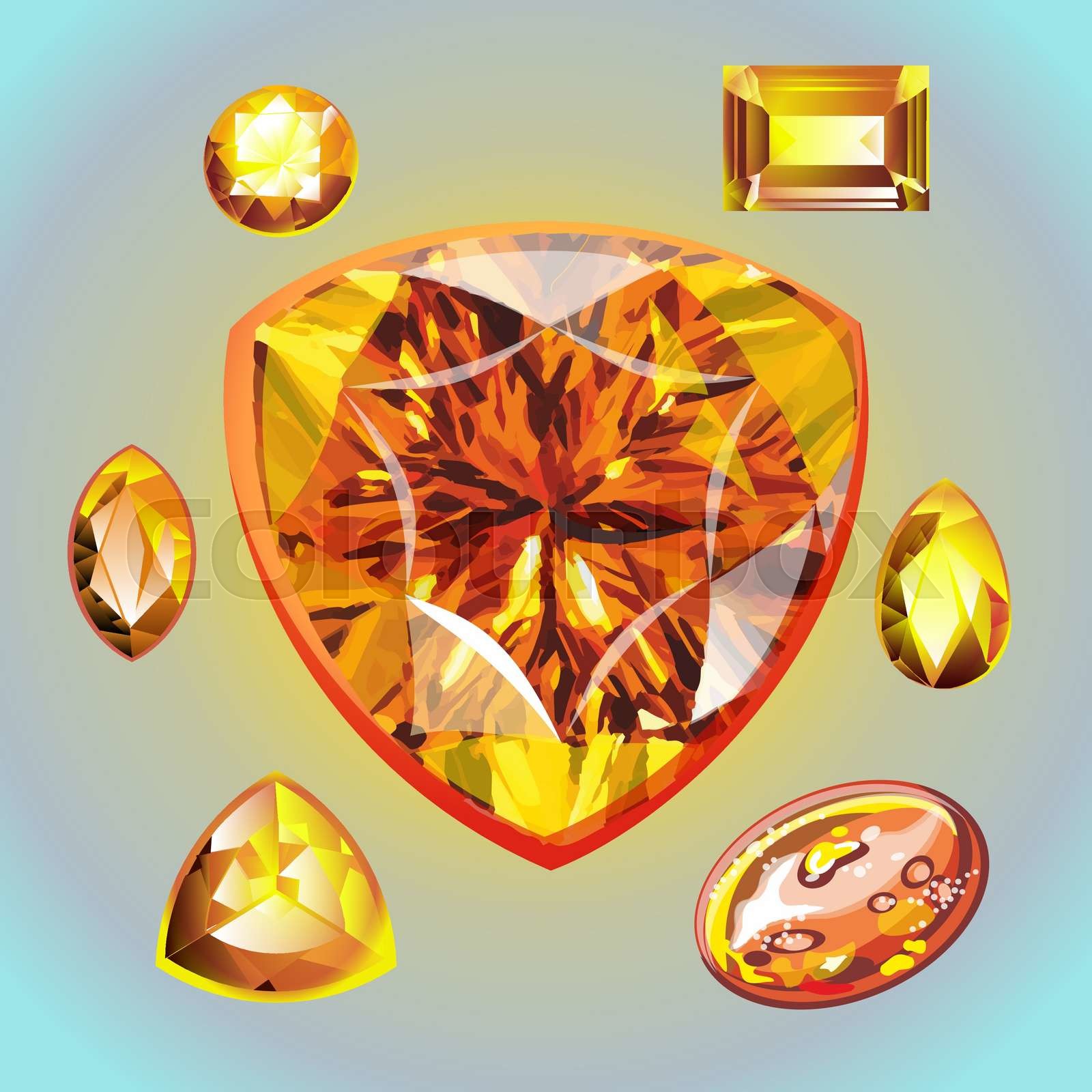 Opal different shape and cut. | Stock vector | Colourbox