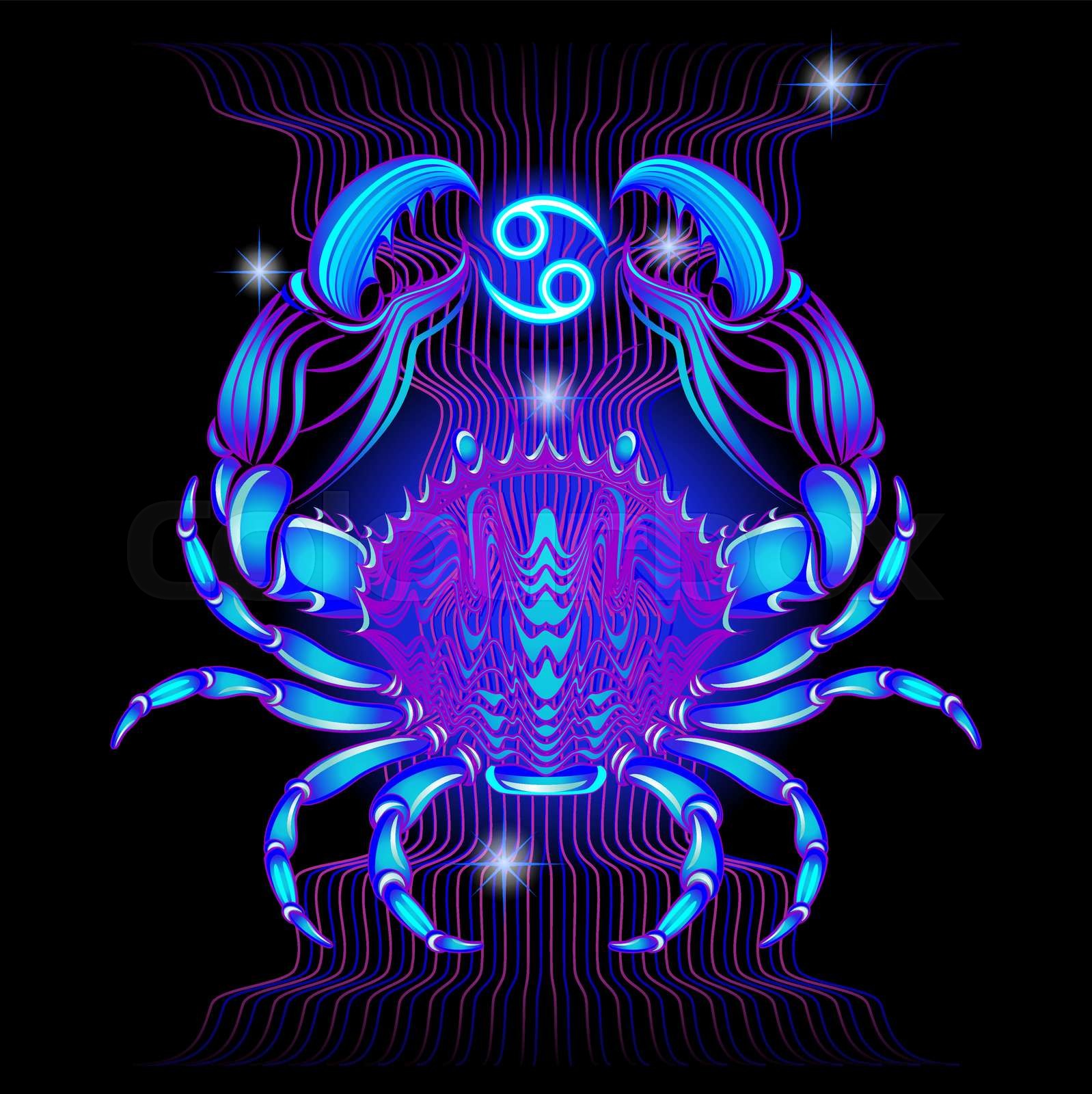 Neon signs of the Zodiac: Cancer | Stock vector | Colourbox
