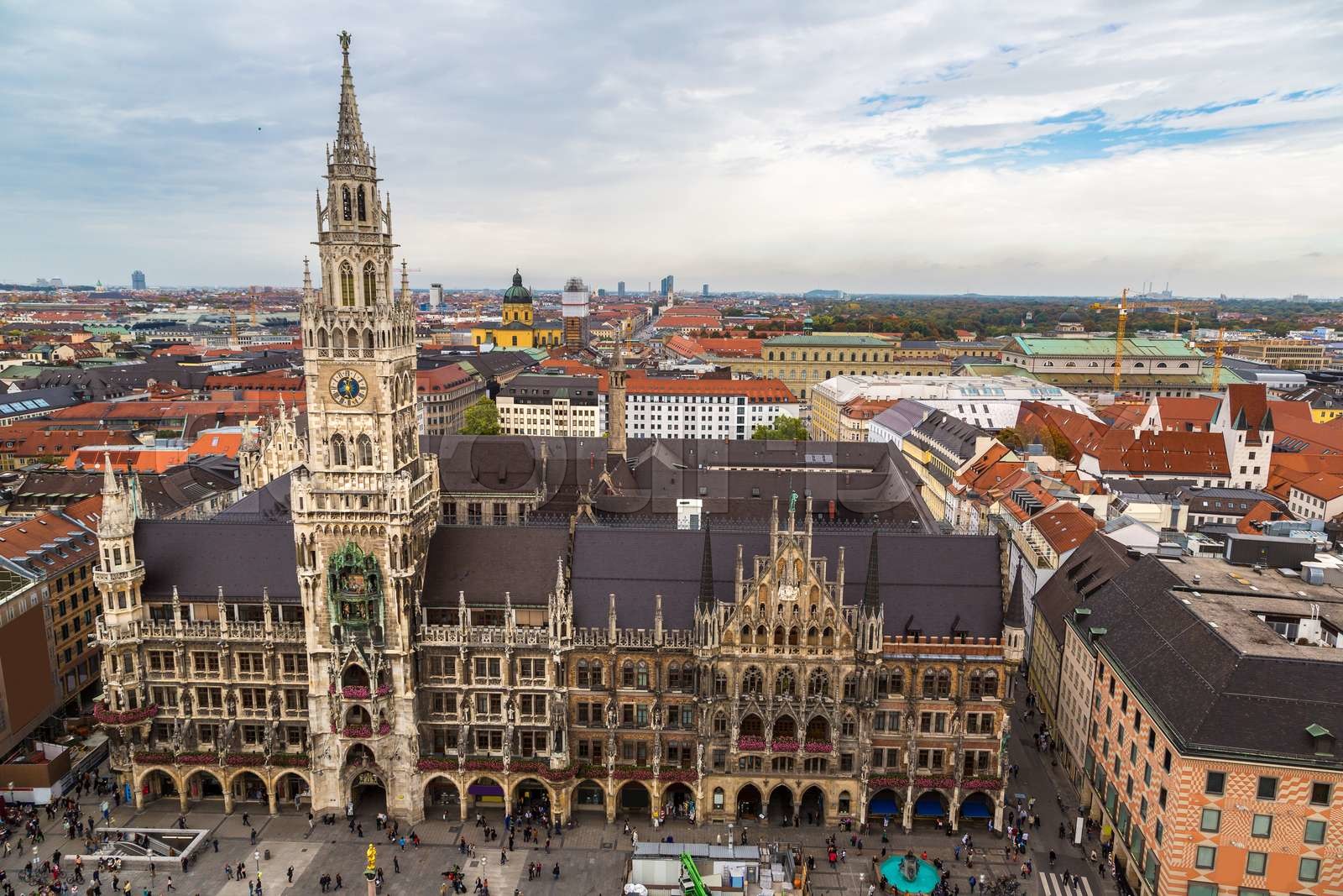 Aerial view on Marienplatz town hall | Stock image | Colourbox