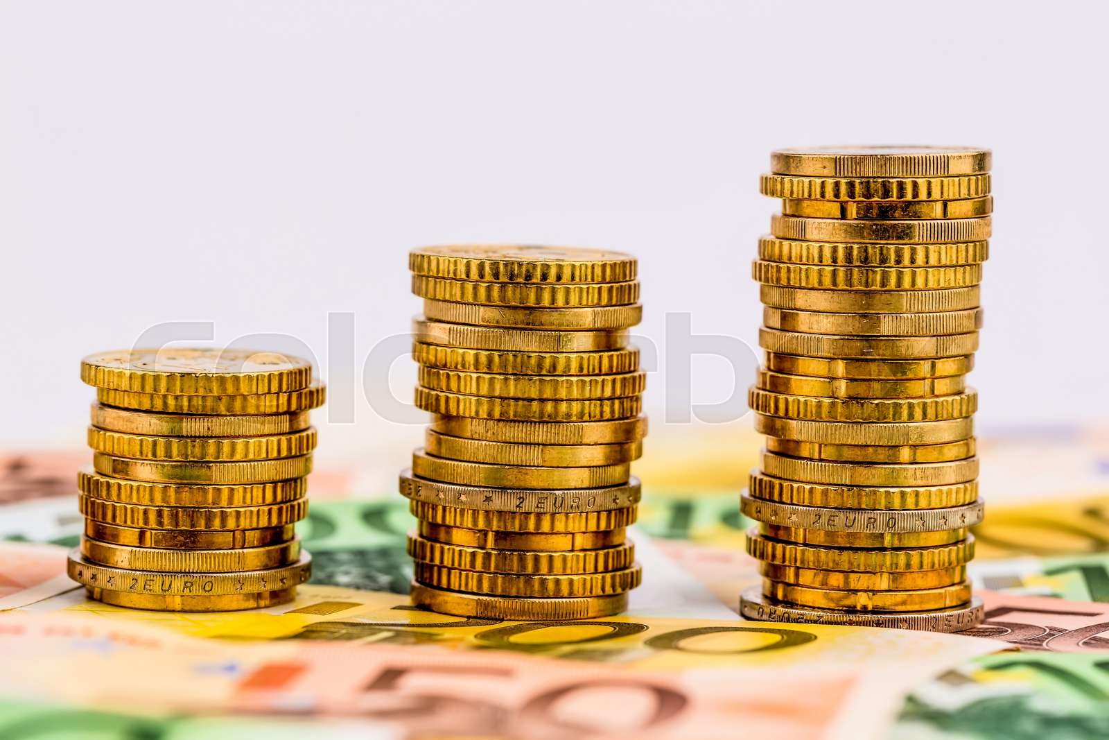 stack coins, rising curve | Stock image | Colourbox