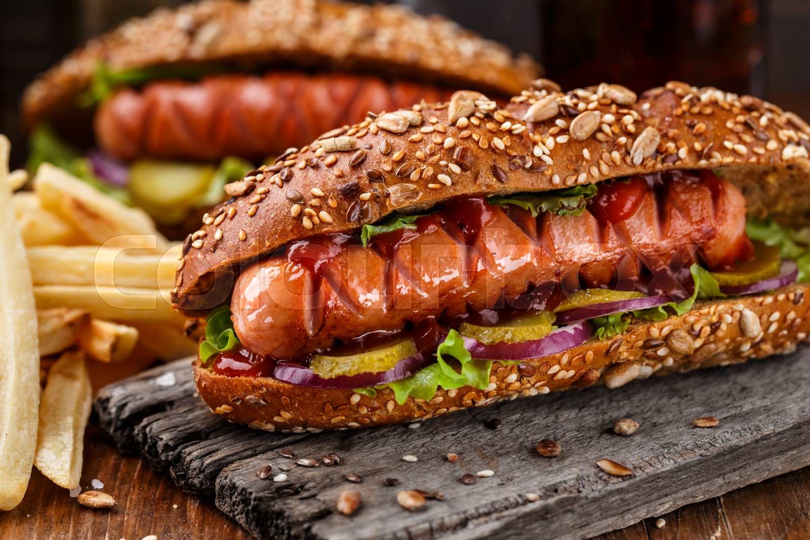 Barbecue grilled hot dog | Stock image | Colourbox