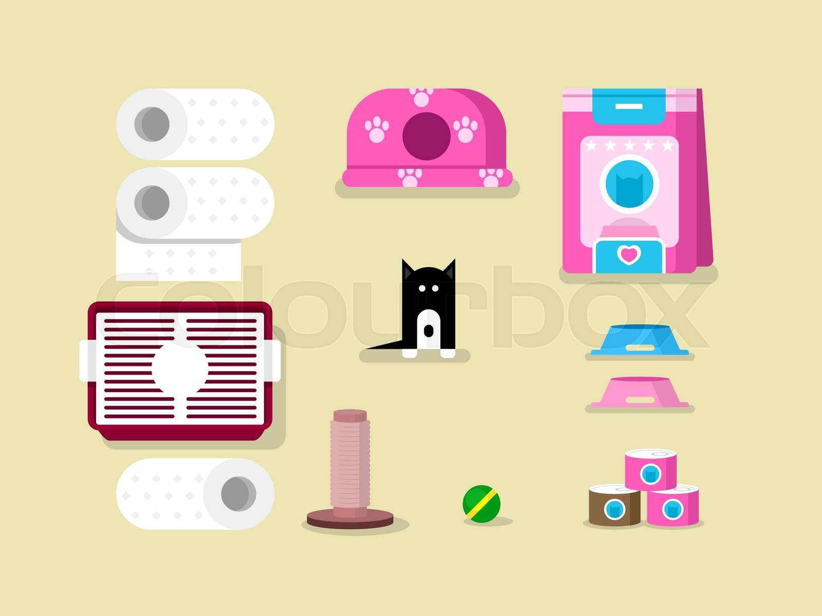 Kitten and accessories | Stock vector | Colourbox