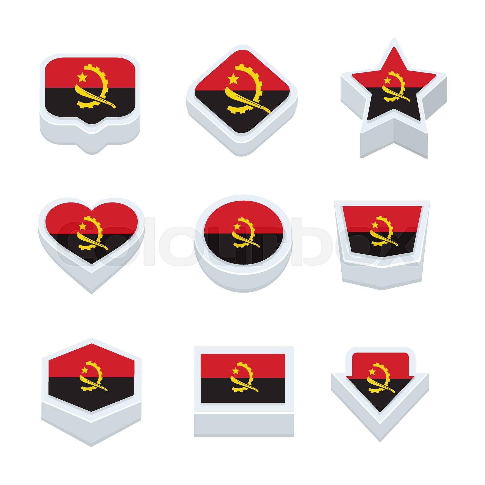 Angola flags icons and button set nine styles | Stock vector | Colourbox