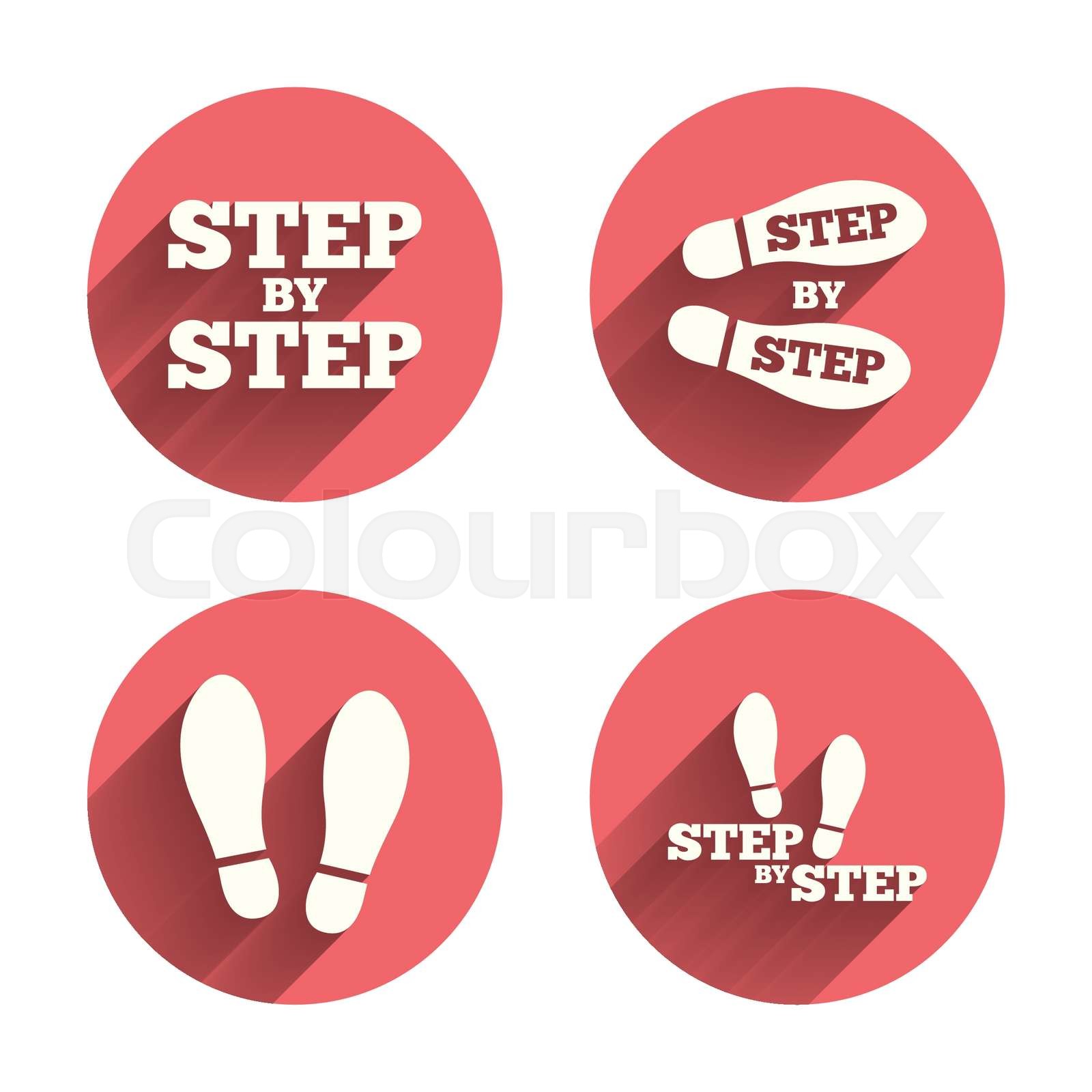 Step icons. Footprint shoes symbols. | Stock vector | Colourbox