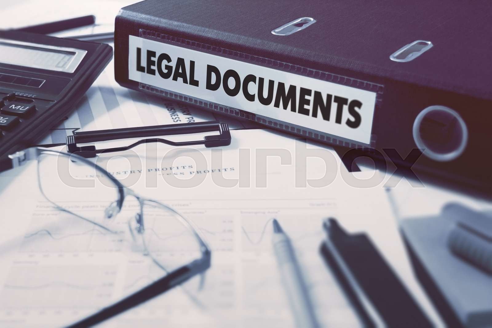 Legal Documents on Ring Binder. Blured, Toned Image. | Stock image ...