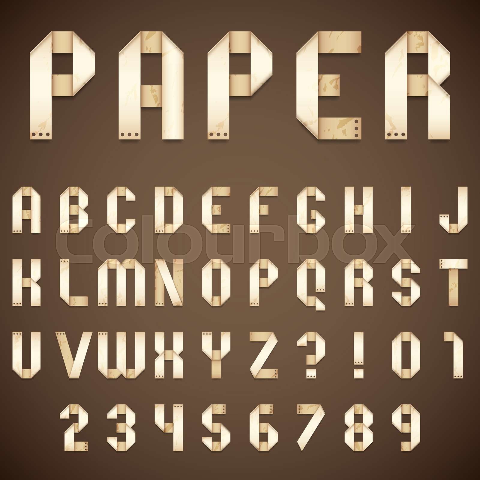 Old Paper Folded Font | Stock vector | Colourbox