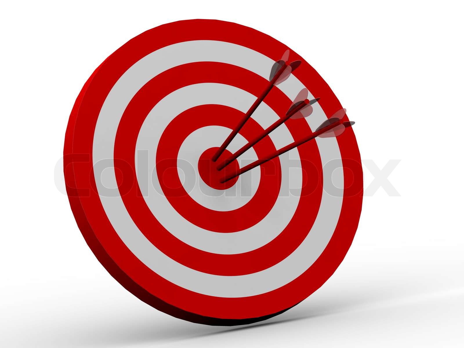 Row Red and White target with arrow | Stock image | Colourbox