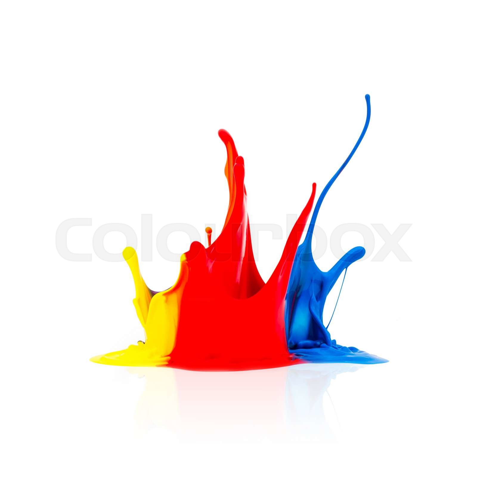 Colorful paint splashing isolated on white | Stock image | Colourbox