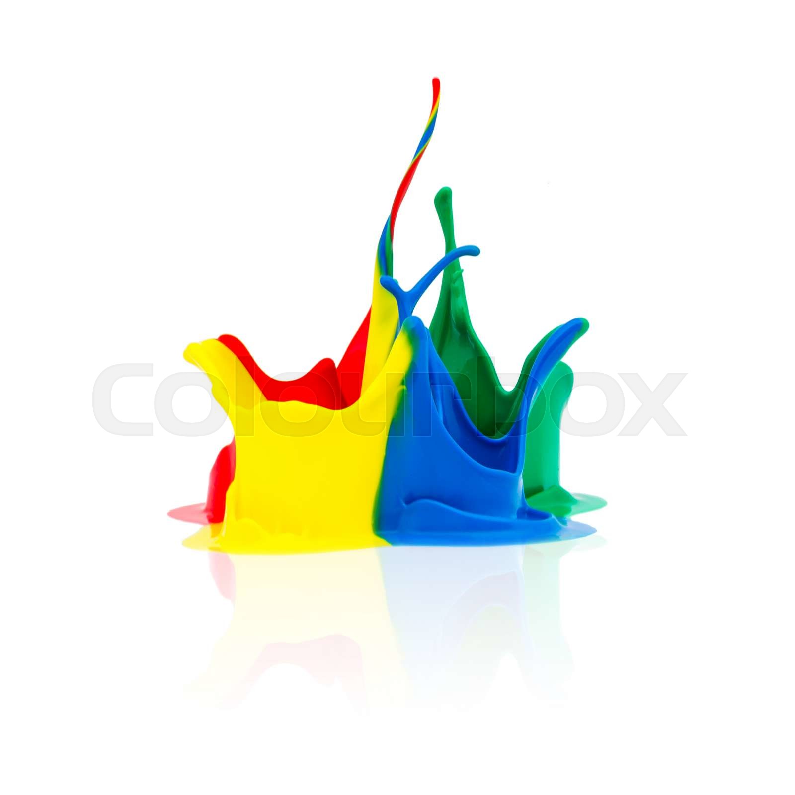 Colorful paint splashing isolated on white | Stock image | Colourbox