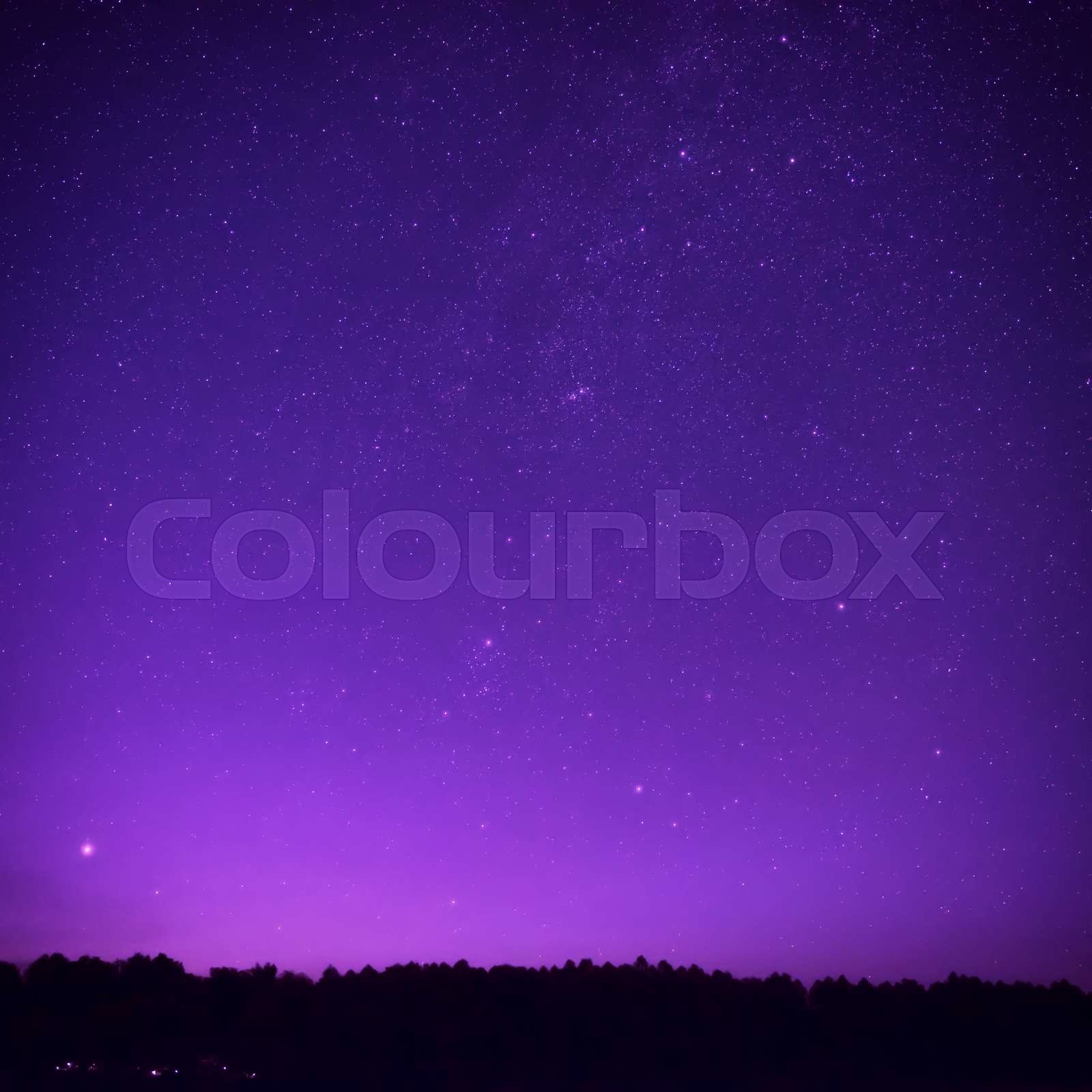 Beautiful purple night sky with many stars | Stock image | Colourbox