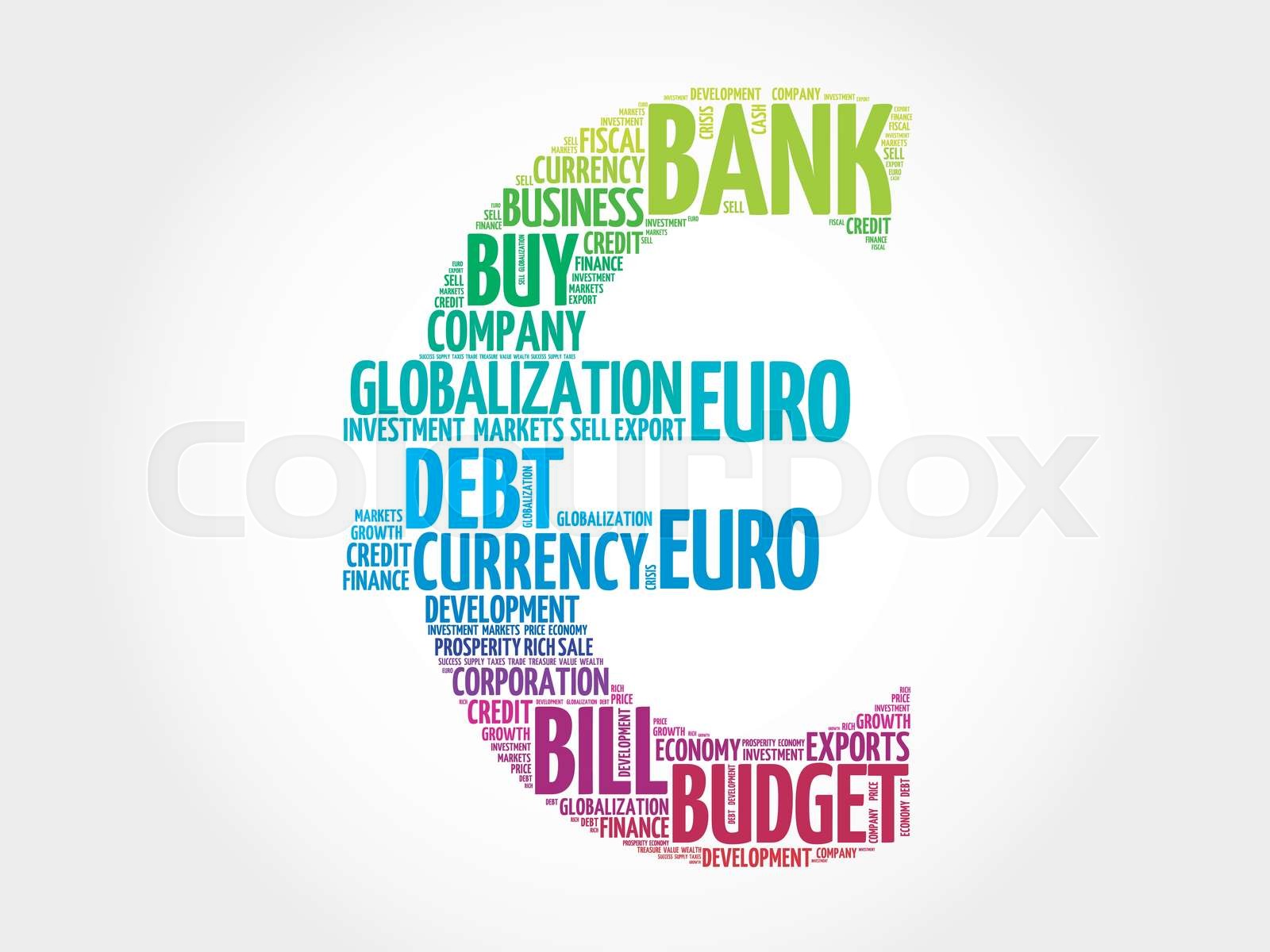 Euro sign word cloud, business concept | Stock vector | Colourbox