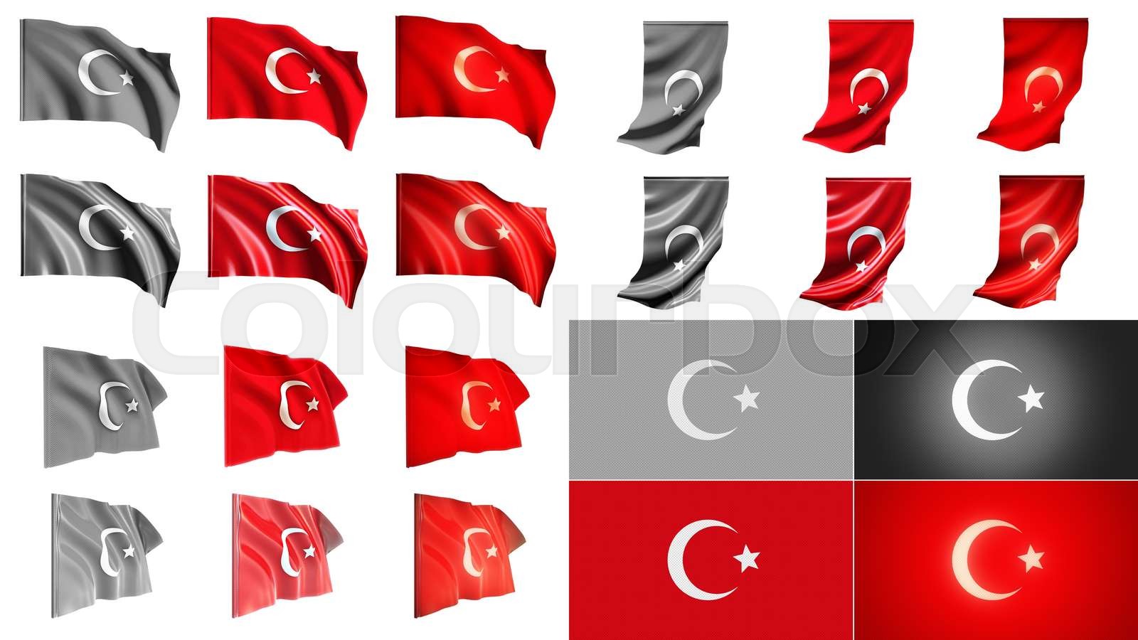 turkey flags waving styles small size set | Stock image | Colourbox