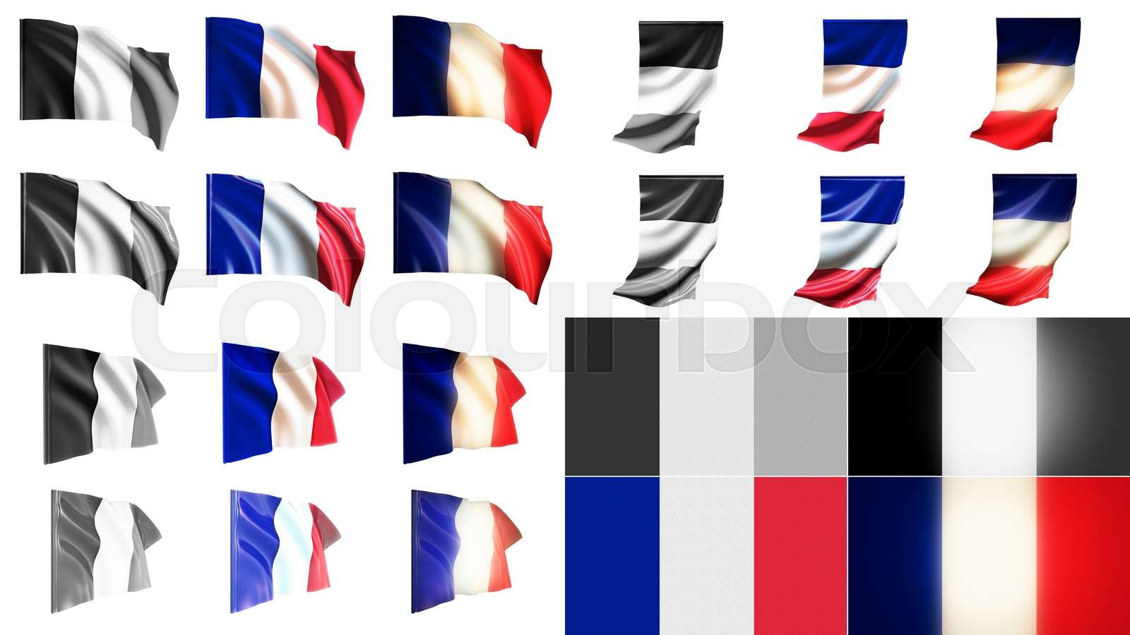 france flags waving styles small size set | Stock image | Colourbox