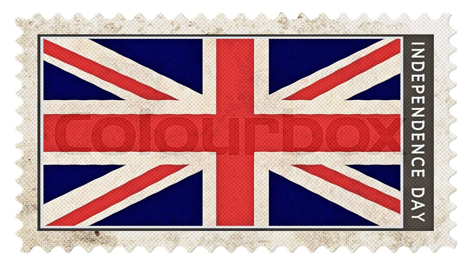 united kingdom flag on stamp independence day big size | Stock image ...