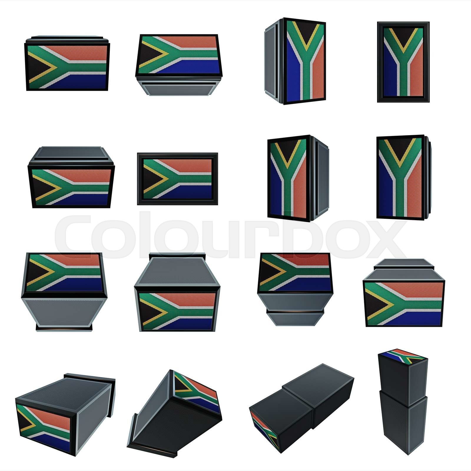 south africa flags 3D Box with mesh texture | Stock image | Colourbox
