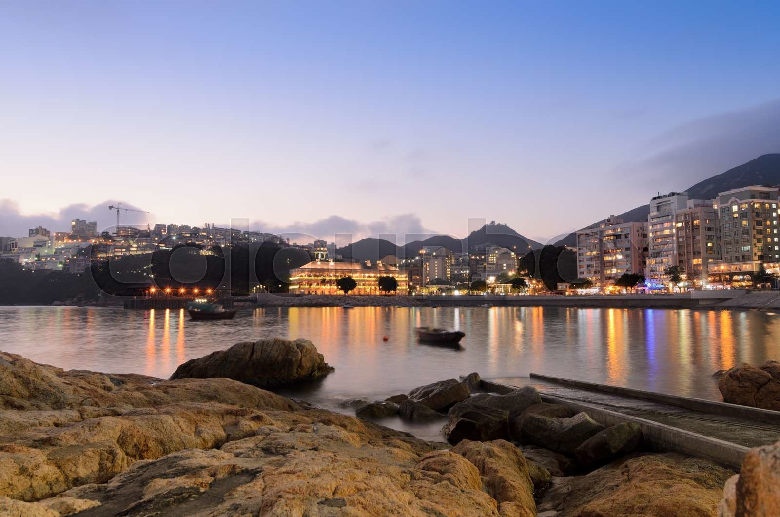 Beautiful harbor and housing sunset in Stanley Bay, Hong Kong | Stock ...