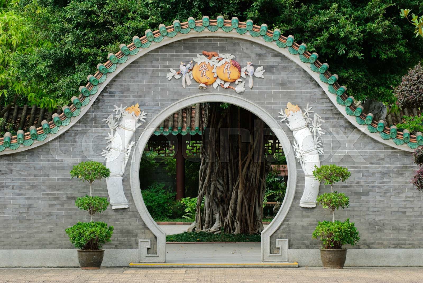 Traditional Chinese garden gate | Stock image | Colourbox