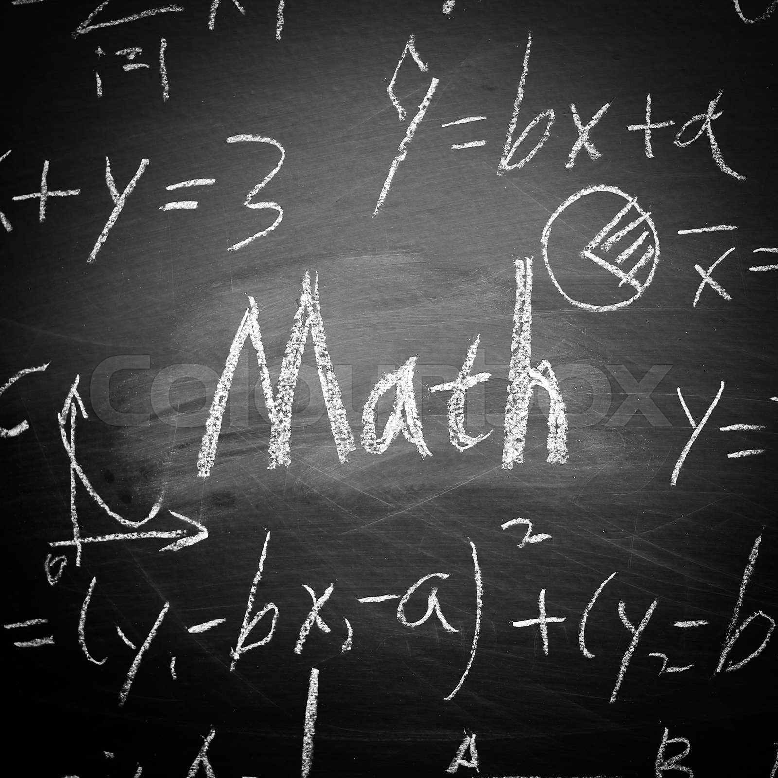 Math Text with some formulas on chalkboard | Stock image | Colourbox