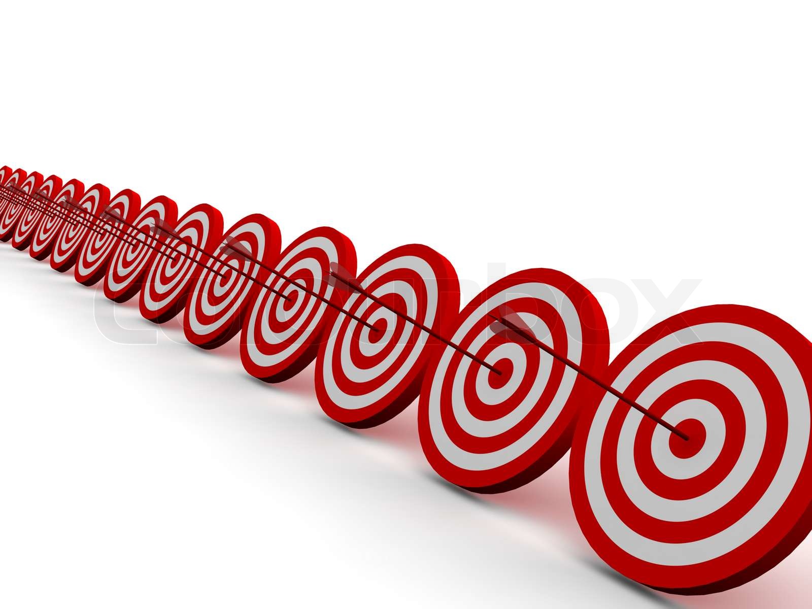 Række røde og hvide målet med pil | Stock foto | Colourbox