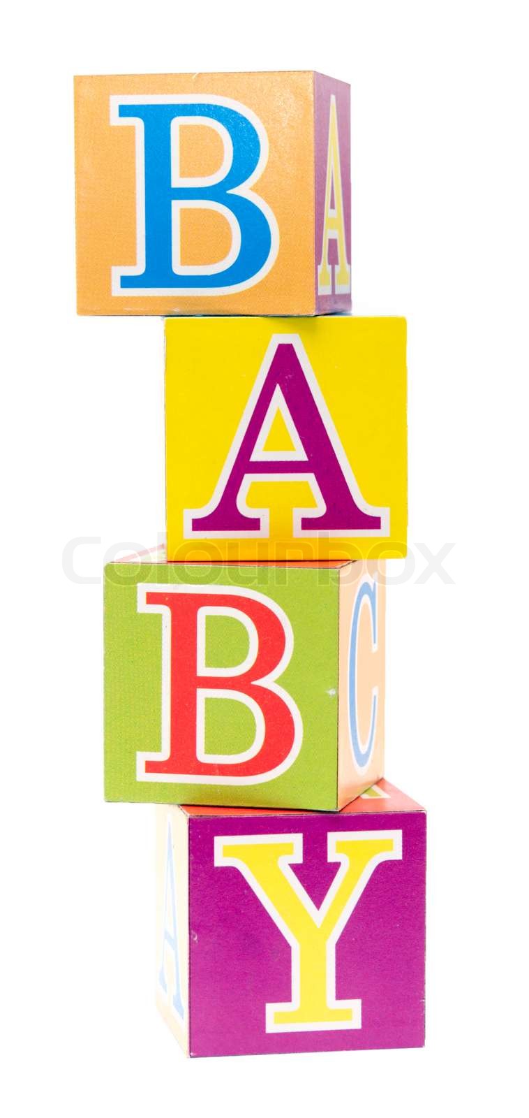 word baby spelled out in baby blocks isolated on white | Stock image ...