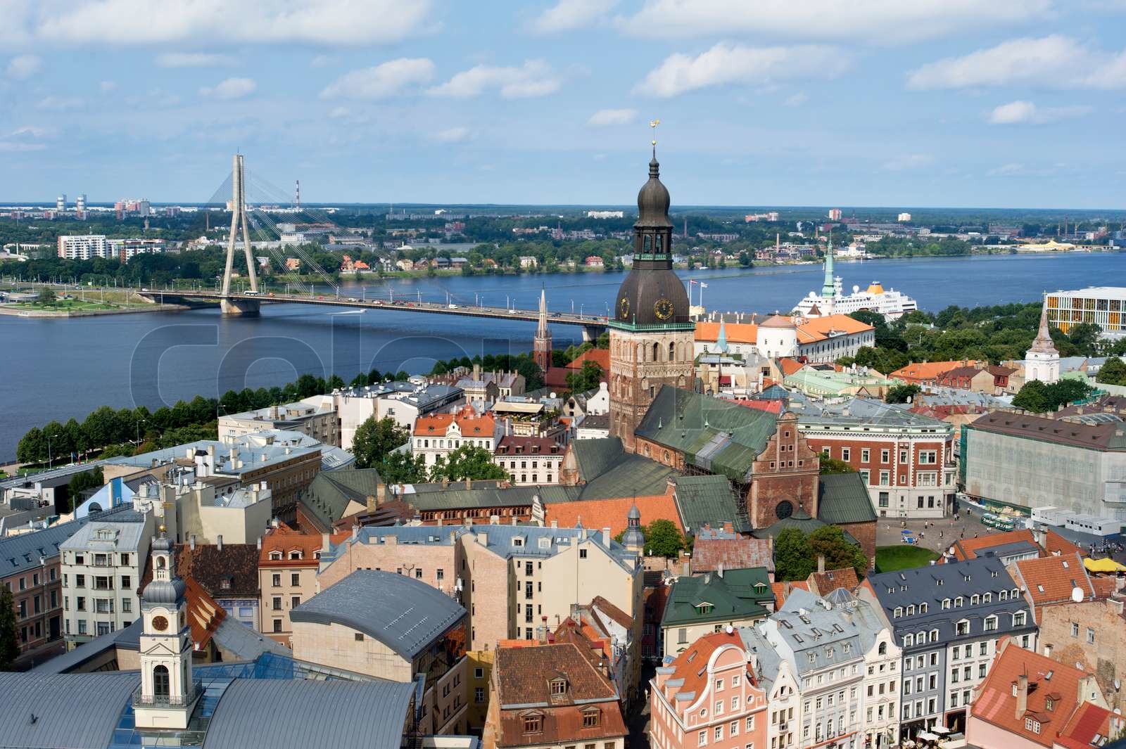 bird's-eye view from Riga cathedral on old town of Riga, Latvia | Stock ...