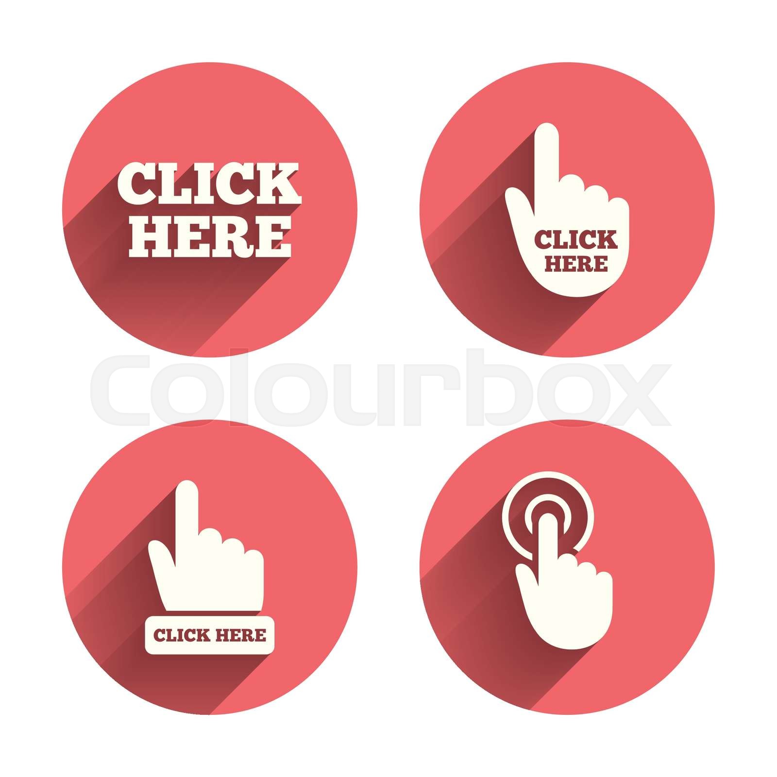 Click here signs. Hand press icons. | Stock vector | Colourbox