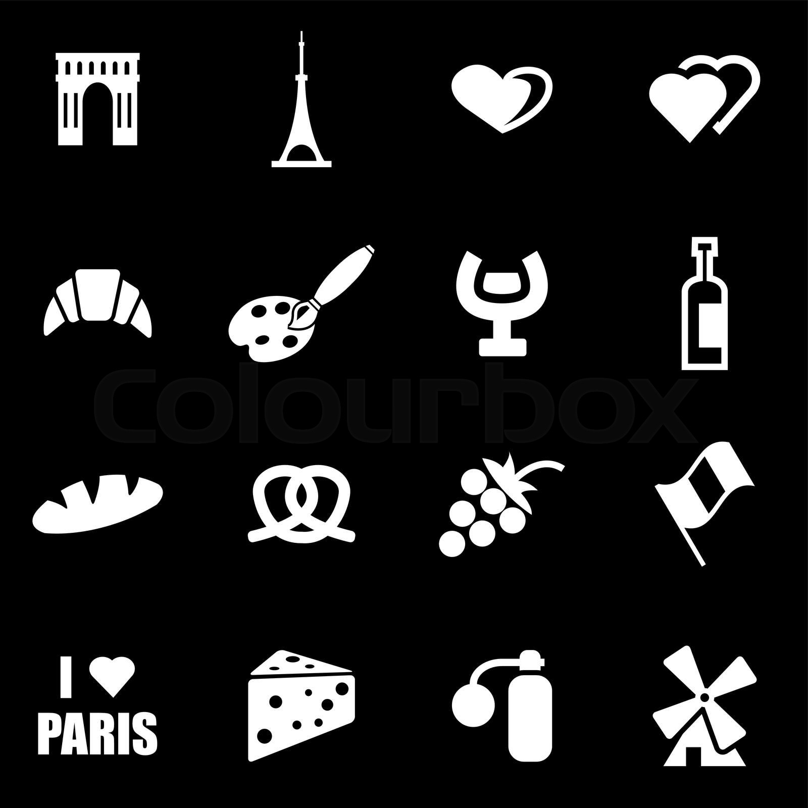 Vector white paris icon set | Stock vector | Colourbox
