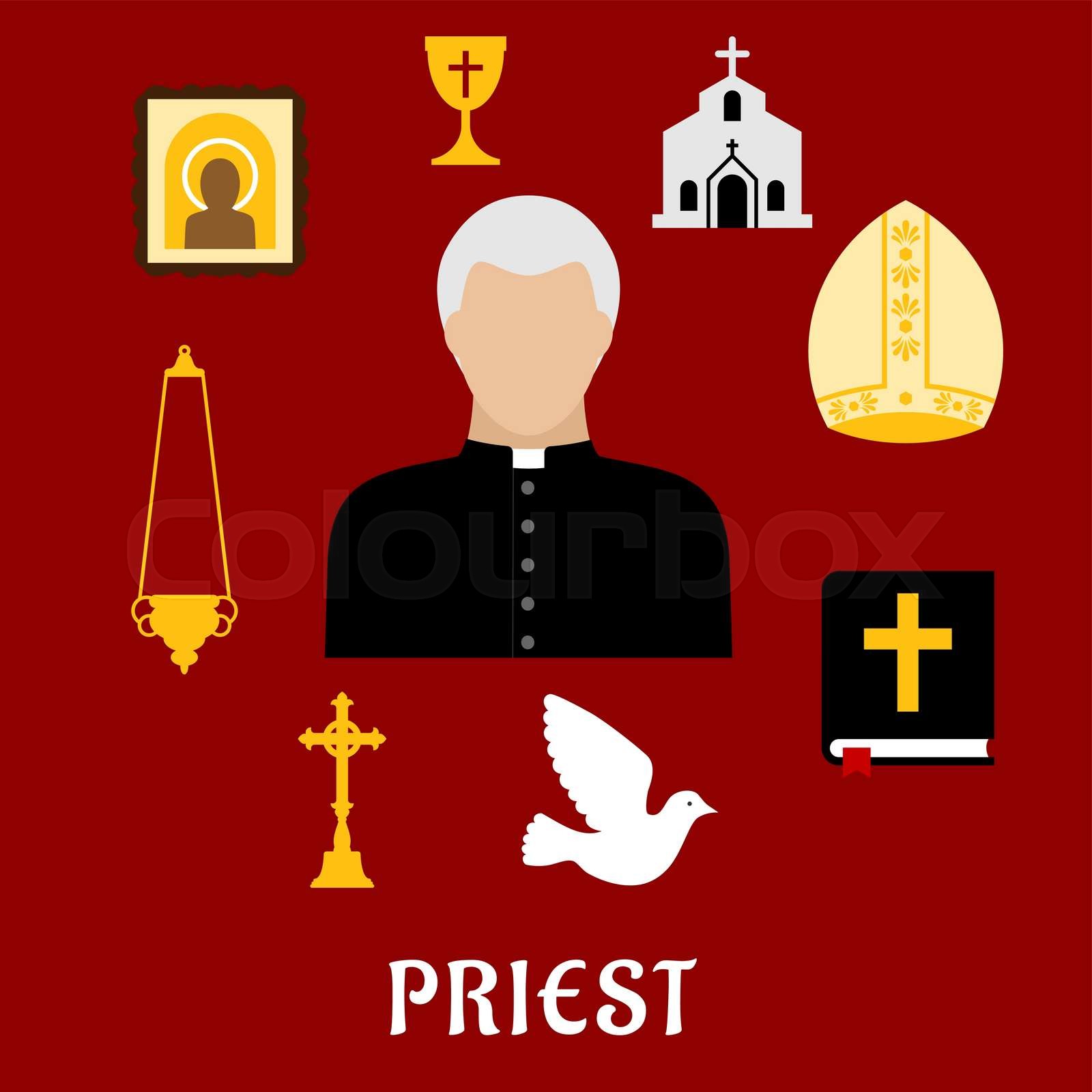 Priest and religious flat icons or symbols | Stock vector | Colourbox