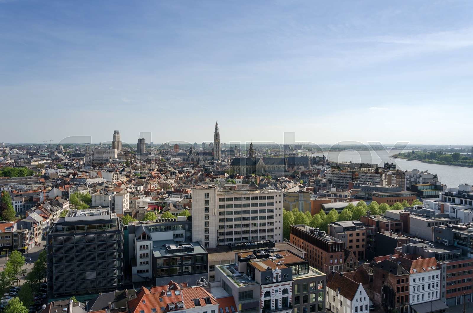 Aerial view of Antwerp, Belgium. | Stock image | Colourbox
