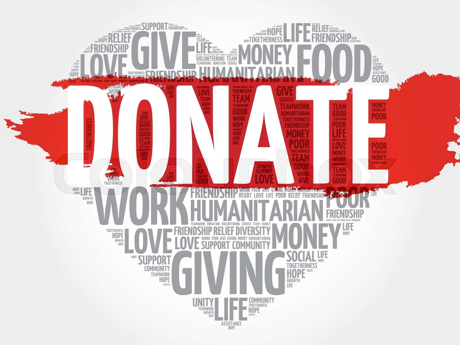 Donate word cloud, heart concept | Stock vector | Colourbox