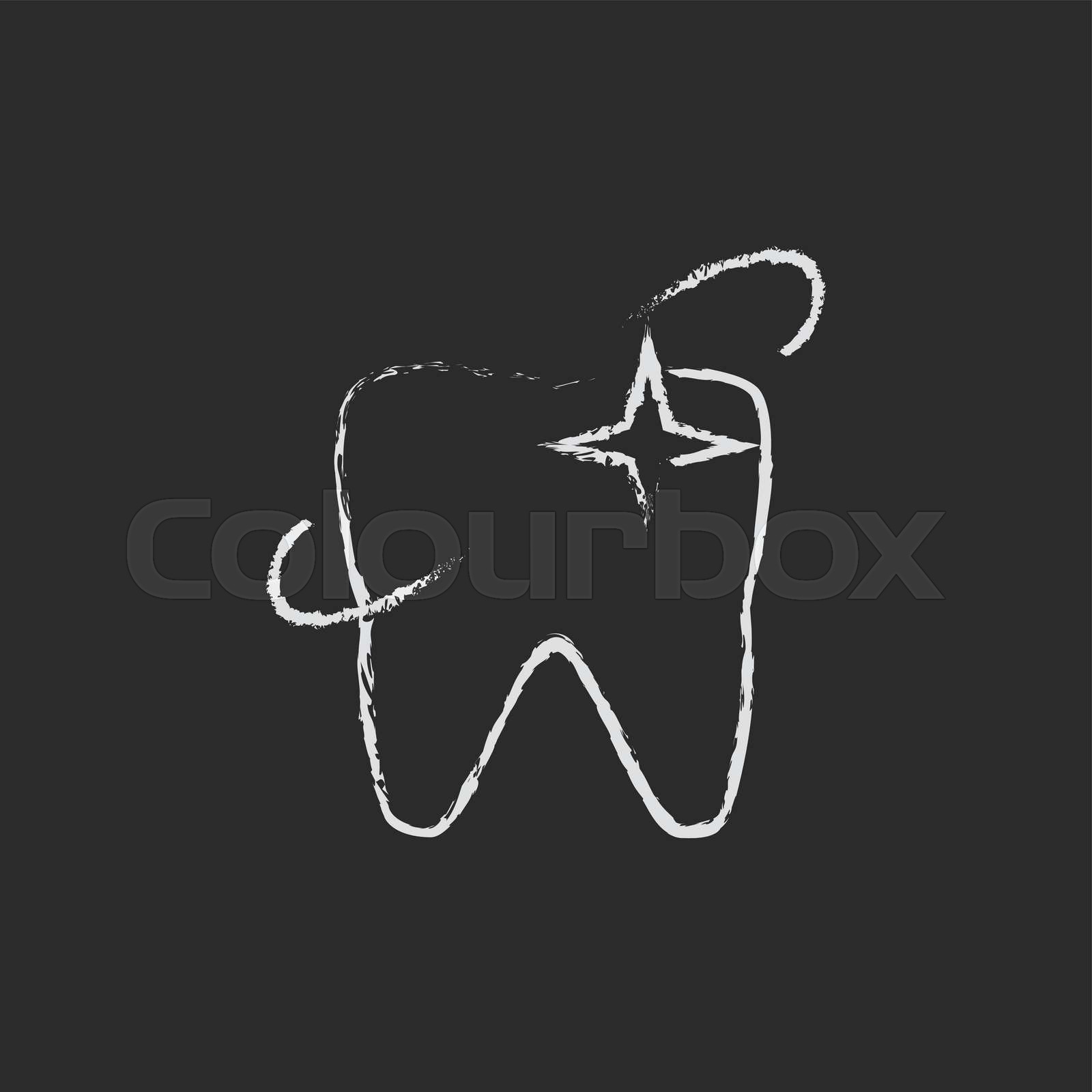 Shining tooth icon drawn in chalk. | Stock vector | Colourbox