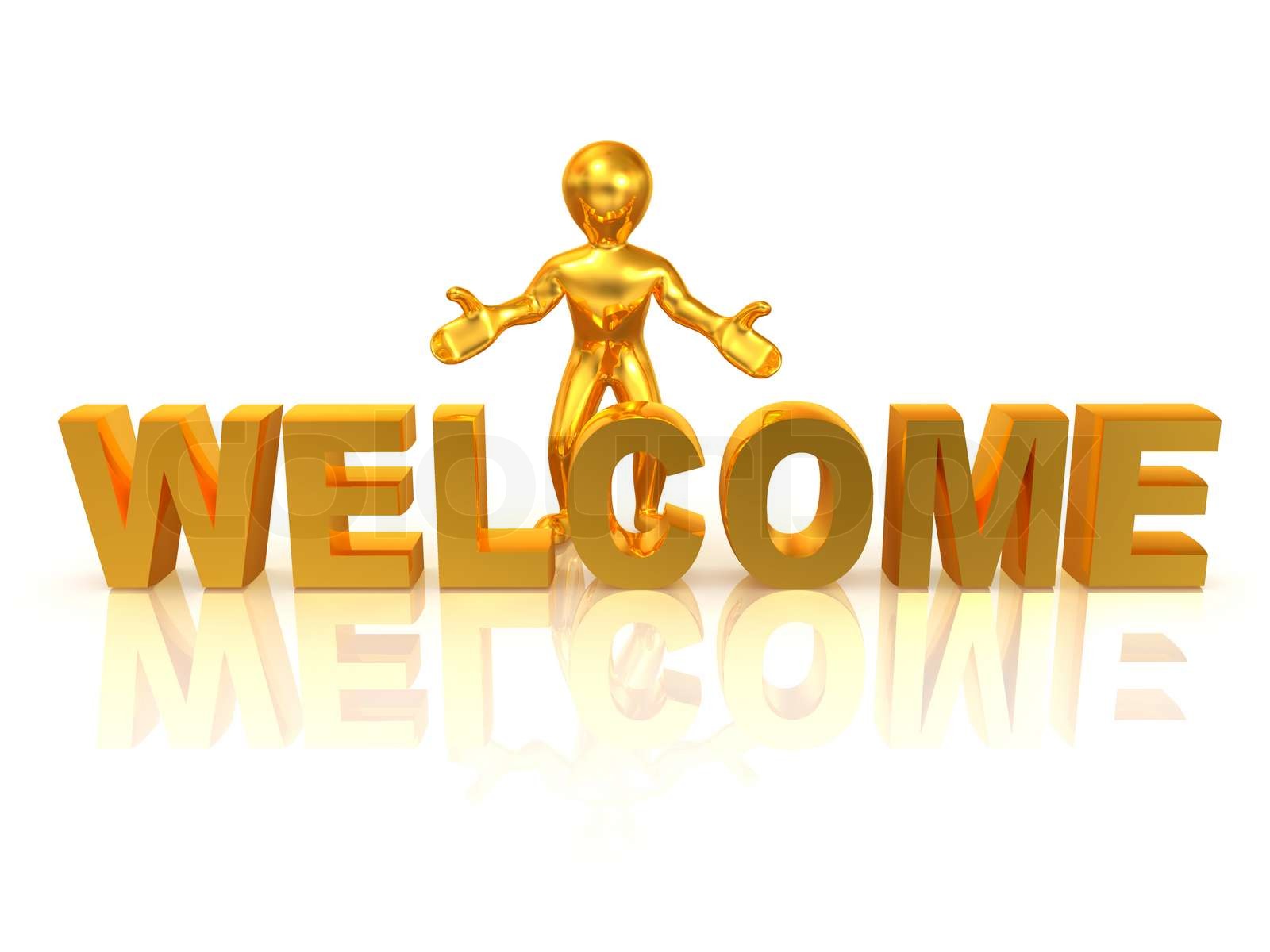 Men with text welcome. 3d | Stock image | Colourbox