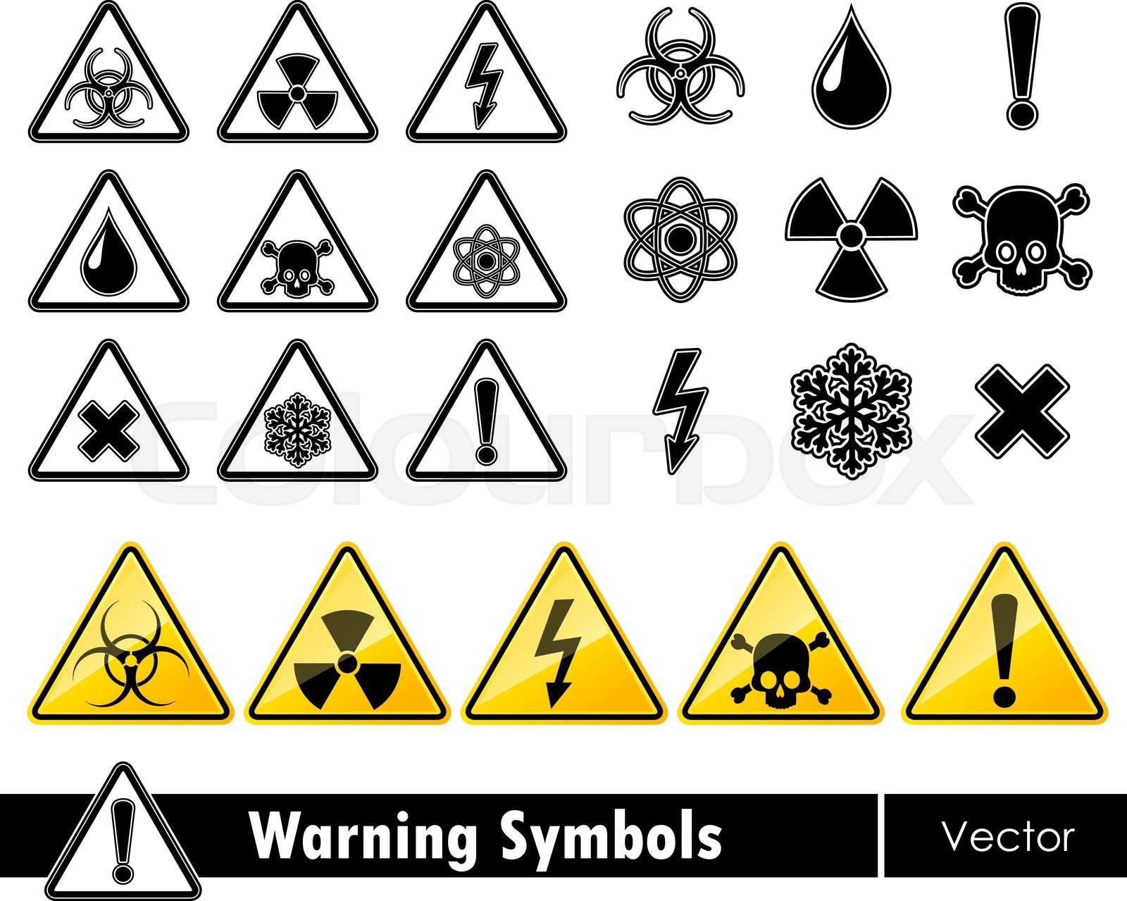 Icon set of warning symbols. | Stock vector | Colourbox