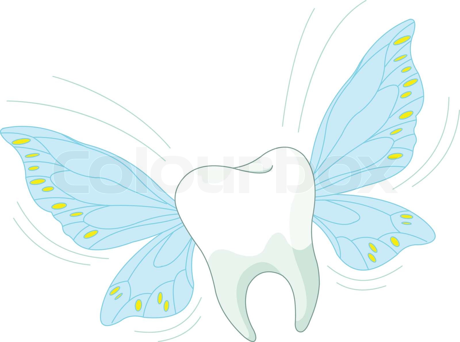 Cartoon Tooth Character Flying in the air | Stock vector | Colourbox