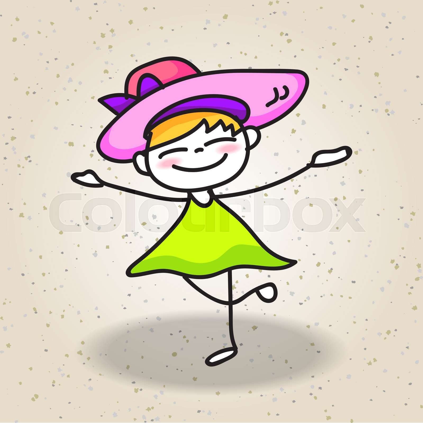 happy girl hand drawing cartoon character | Stock vector | Colourbox