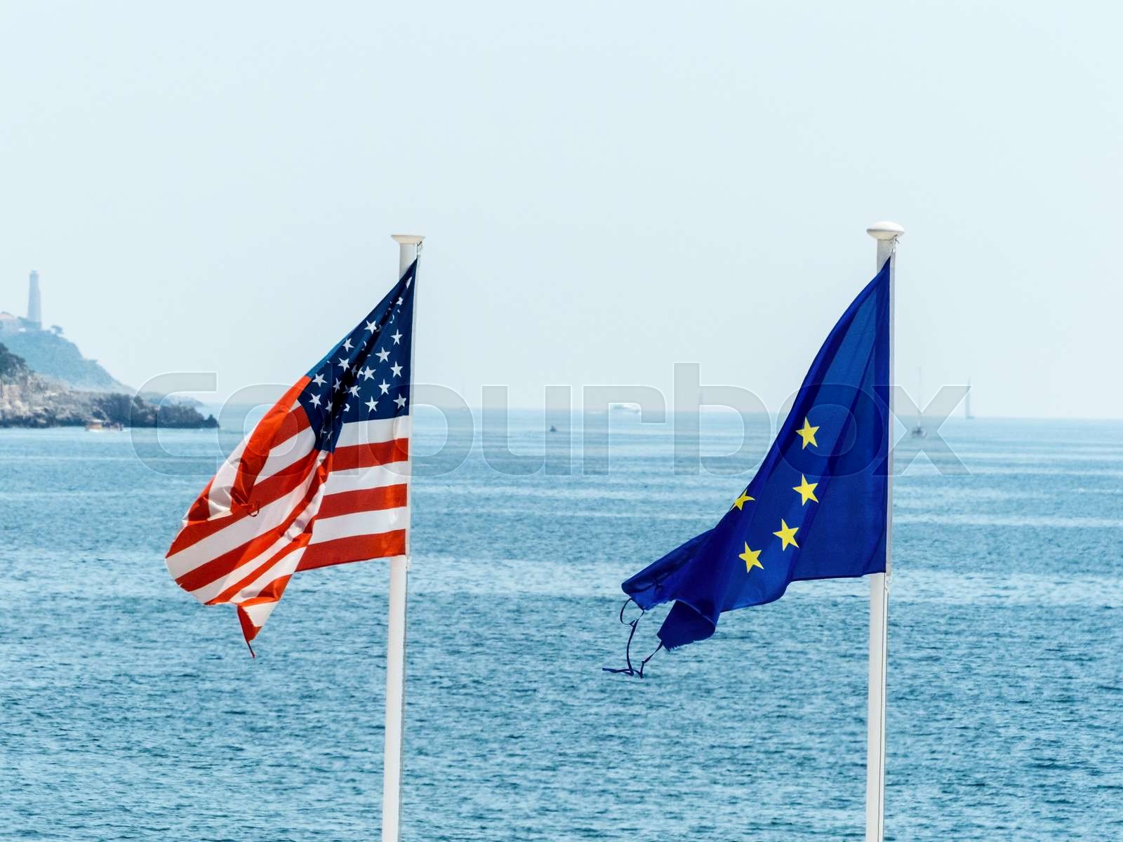 the eu and us flags | Stock image | Colourbox
