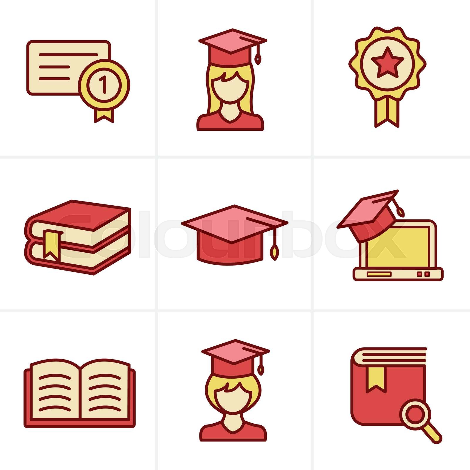 schüler, icons, set | Stock-Vektor | Colourbox