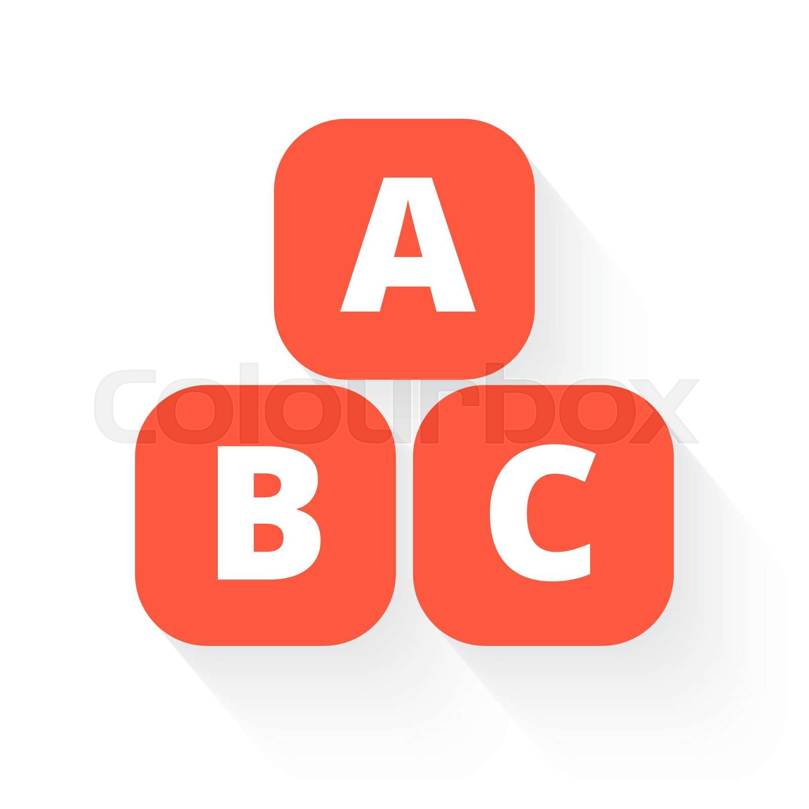 abc blocks in orange with drop shadow on white | Stock vector | Colourbox