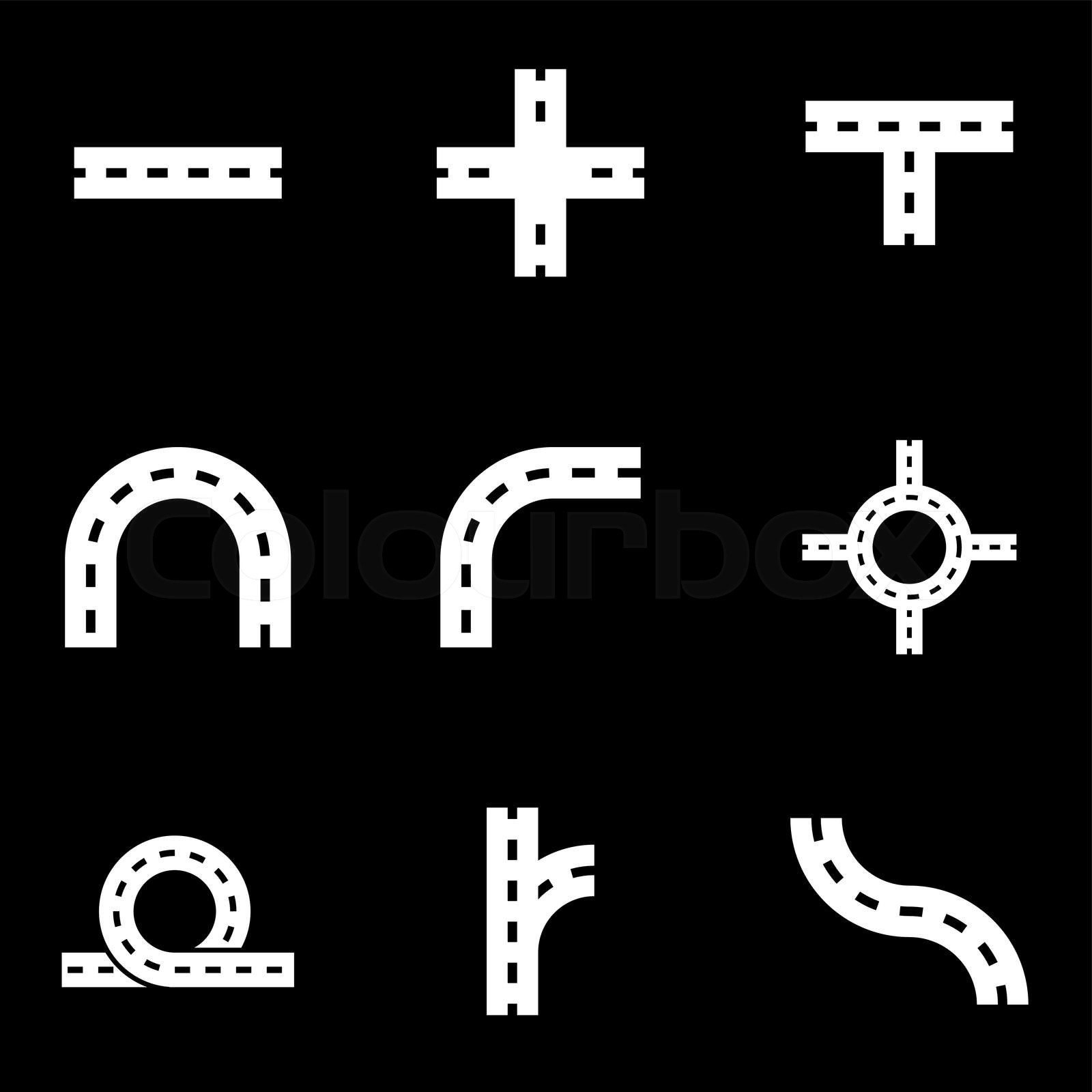 Vector white road elements icon set | Stock vector | Colourbox