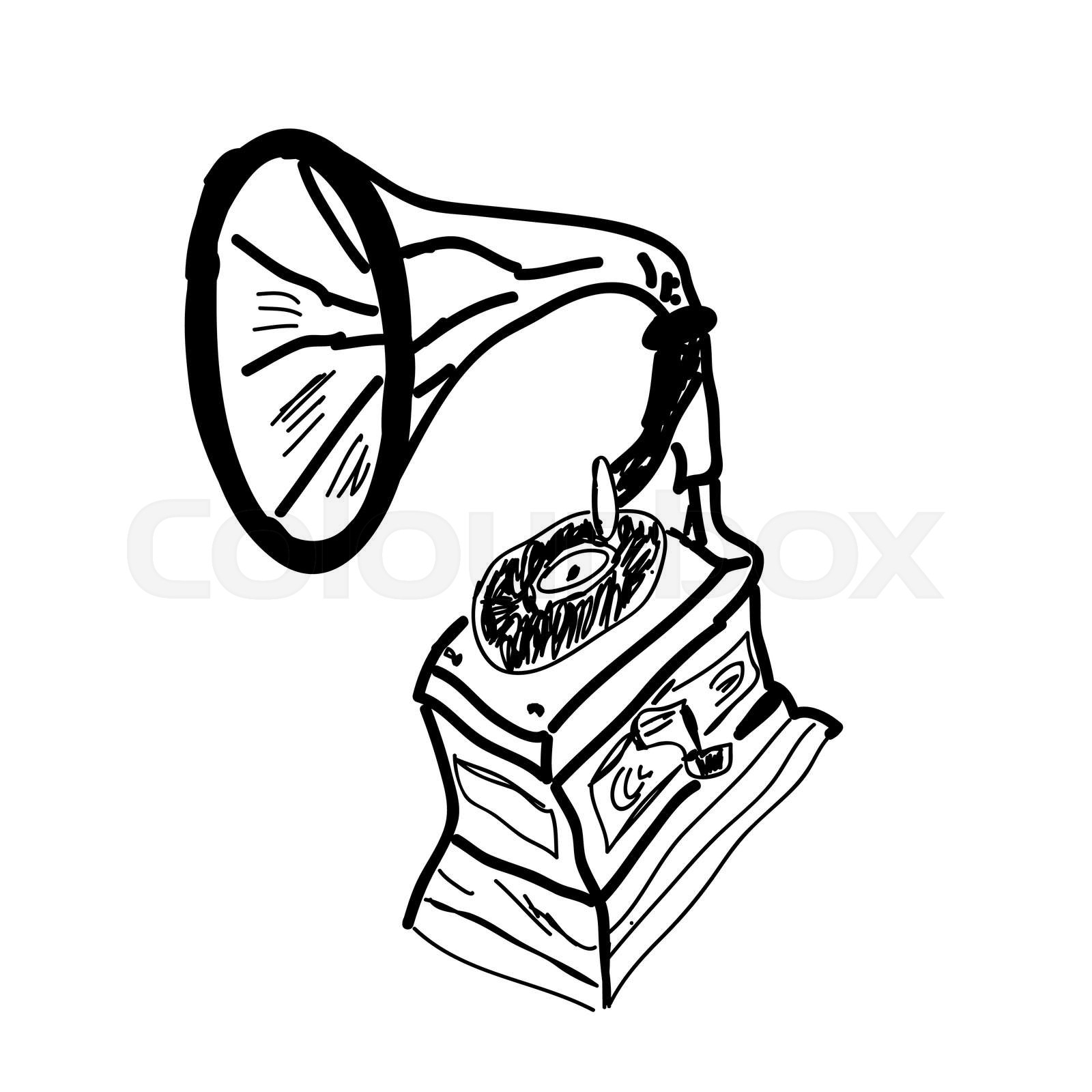 sketch illustration of phonograph | Stock vector | Colourbox