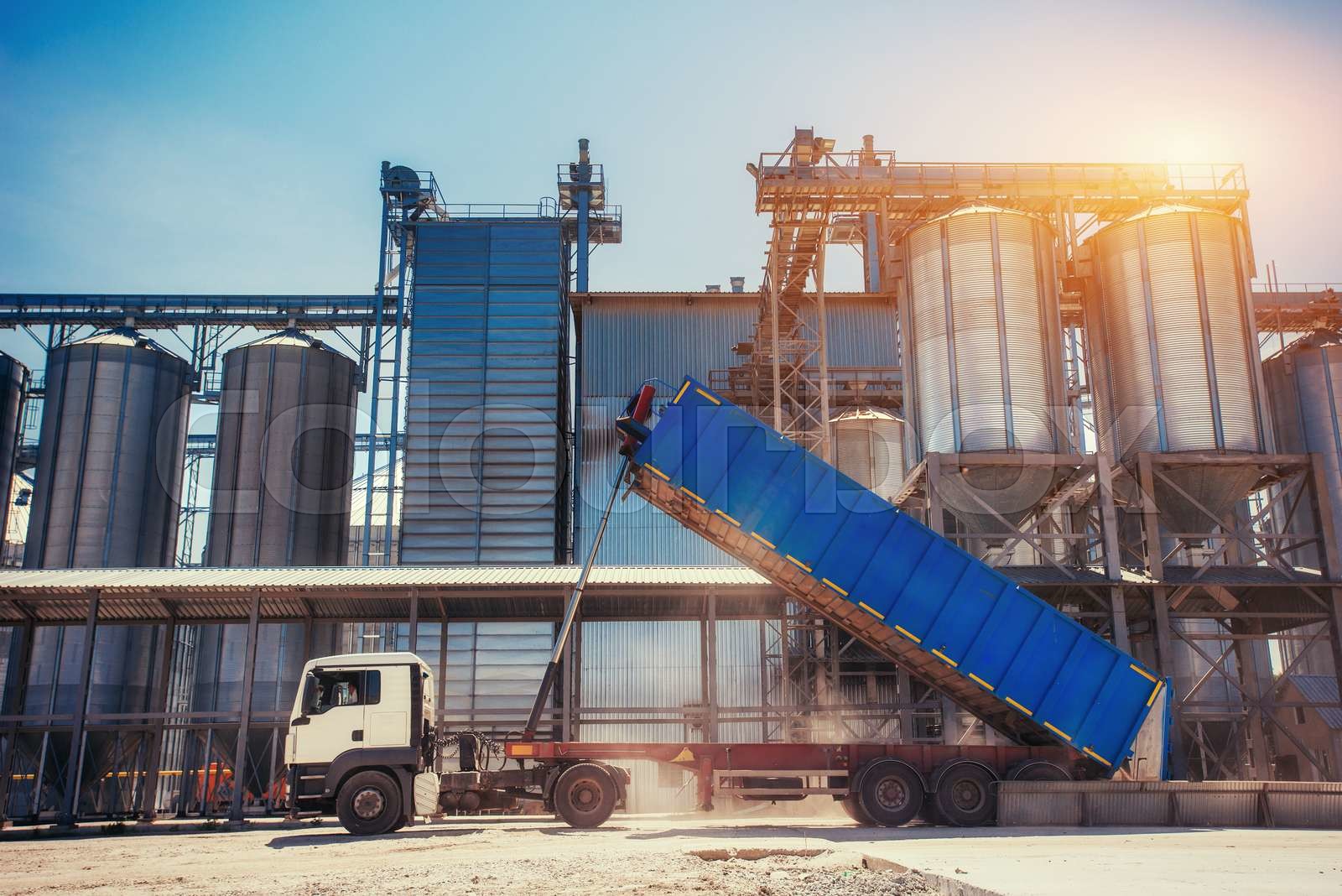 Set of storage tanks cultivated agricultural crops processing plant ...