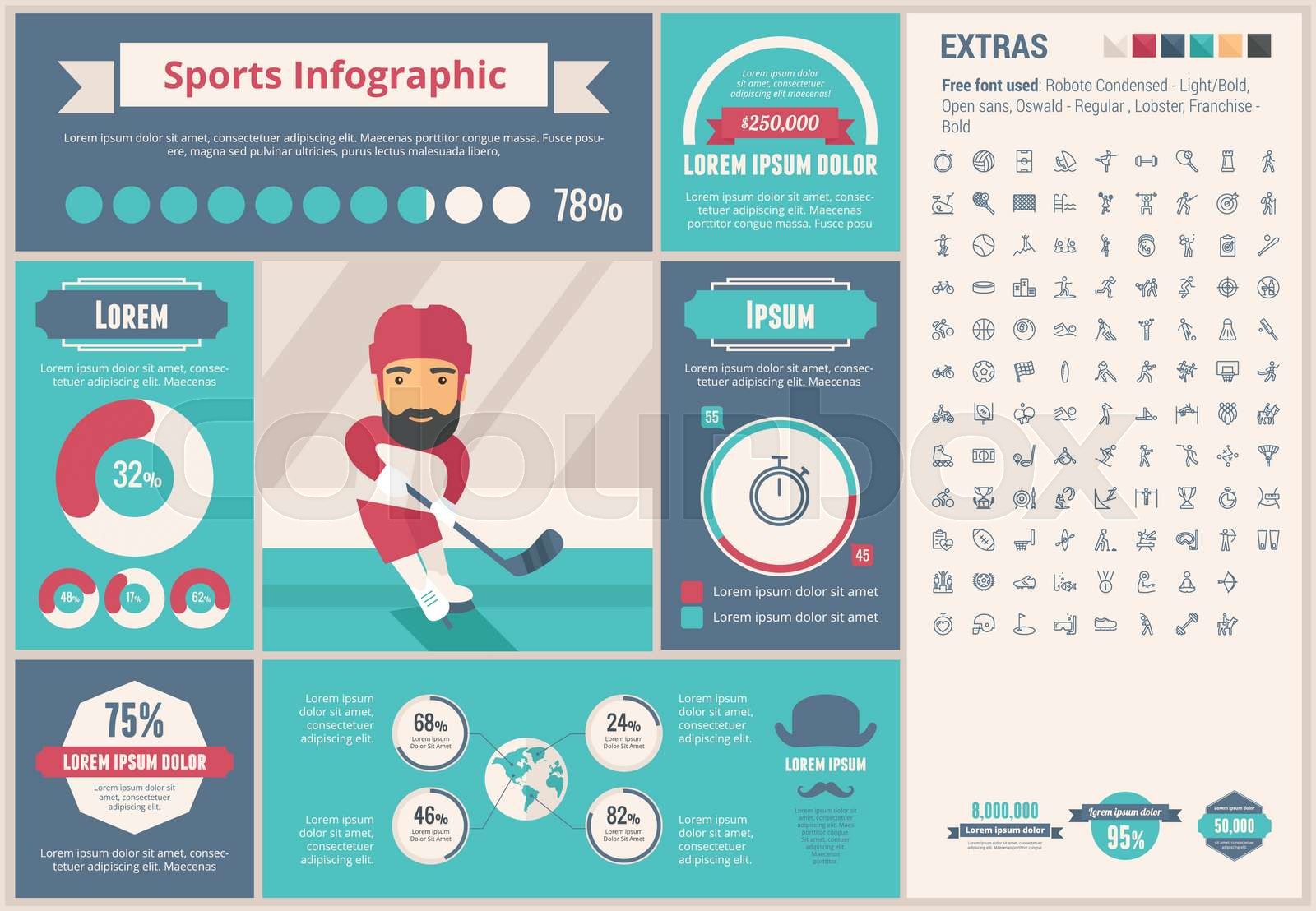 Sports flat design Infographic Template | Stock vector | Colourbox