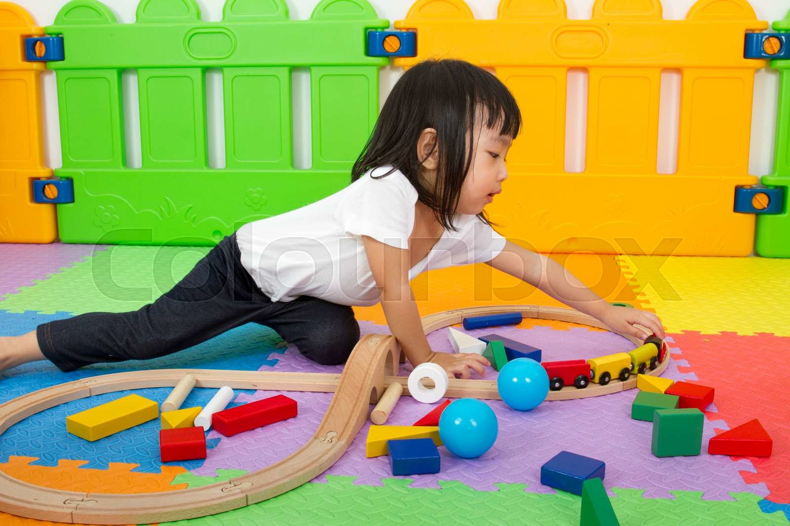 Asian Chinese children playing with blocks | Stock image | Colourbox