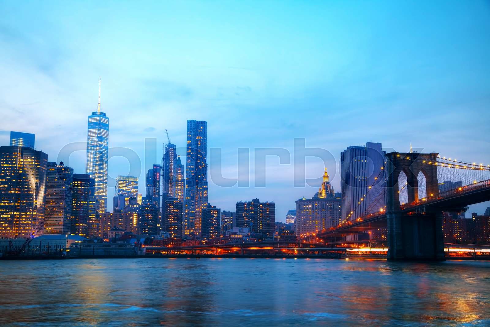New York City overview with Brooklyn bridge | Stock image | Colourbox