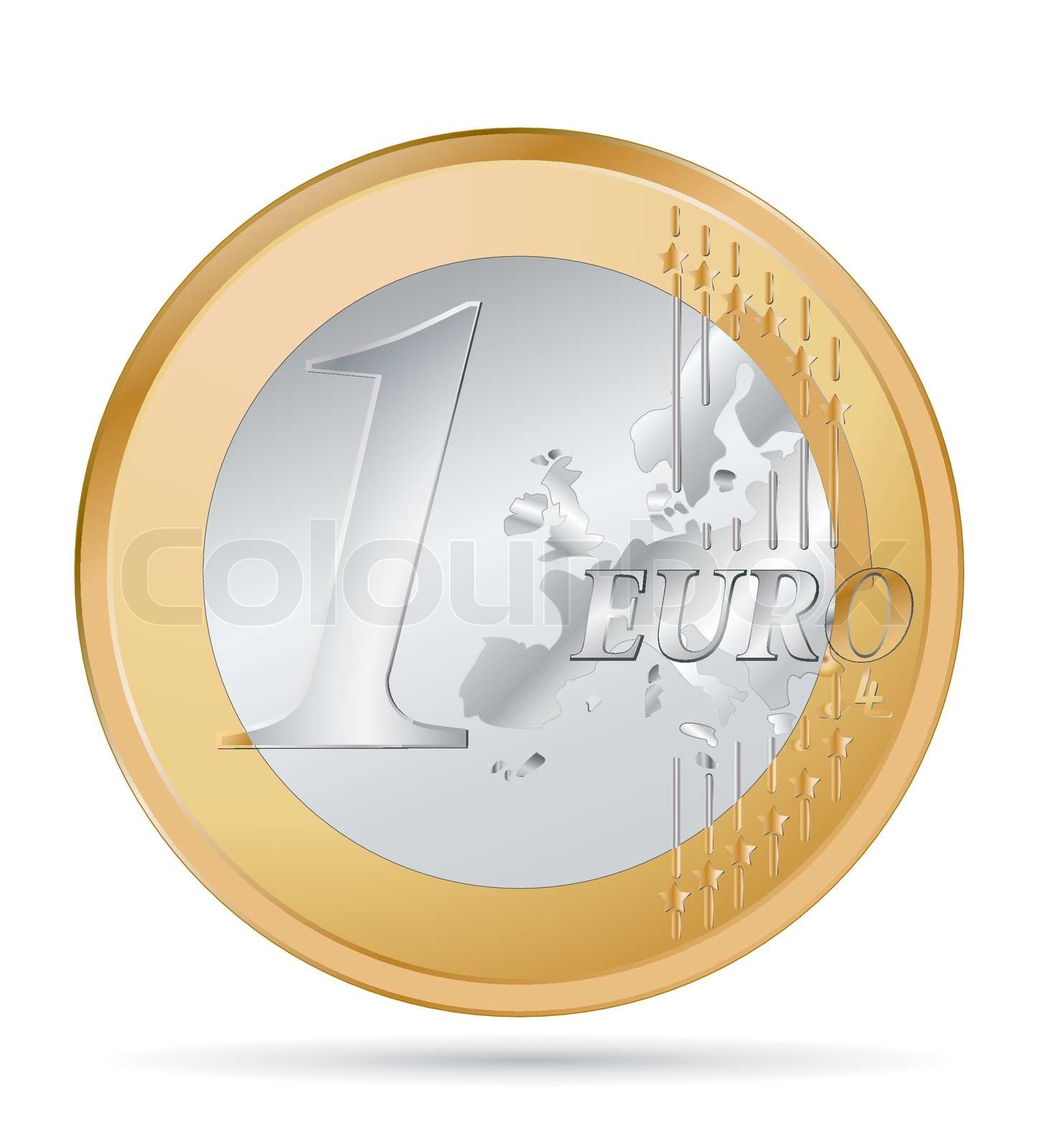 vector one euro coin on white | Stock vector | Colourbox