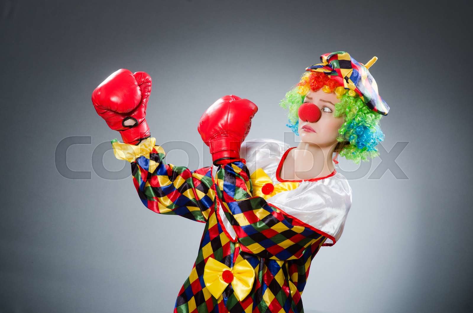 Funny clown with boxing gloves | Stock image | Colourbox