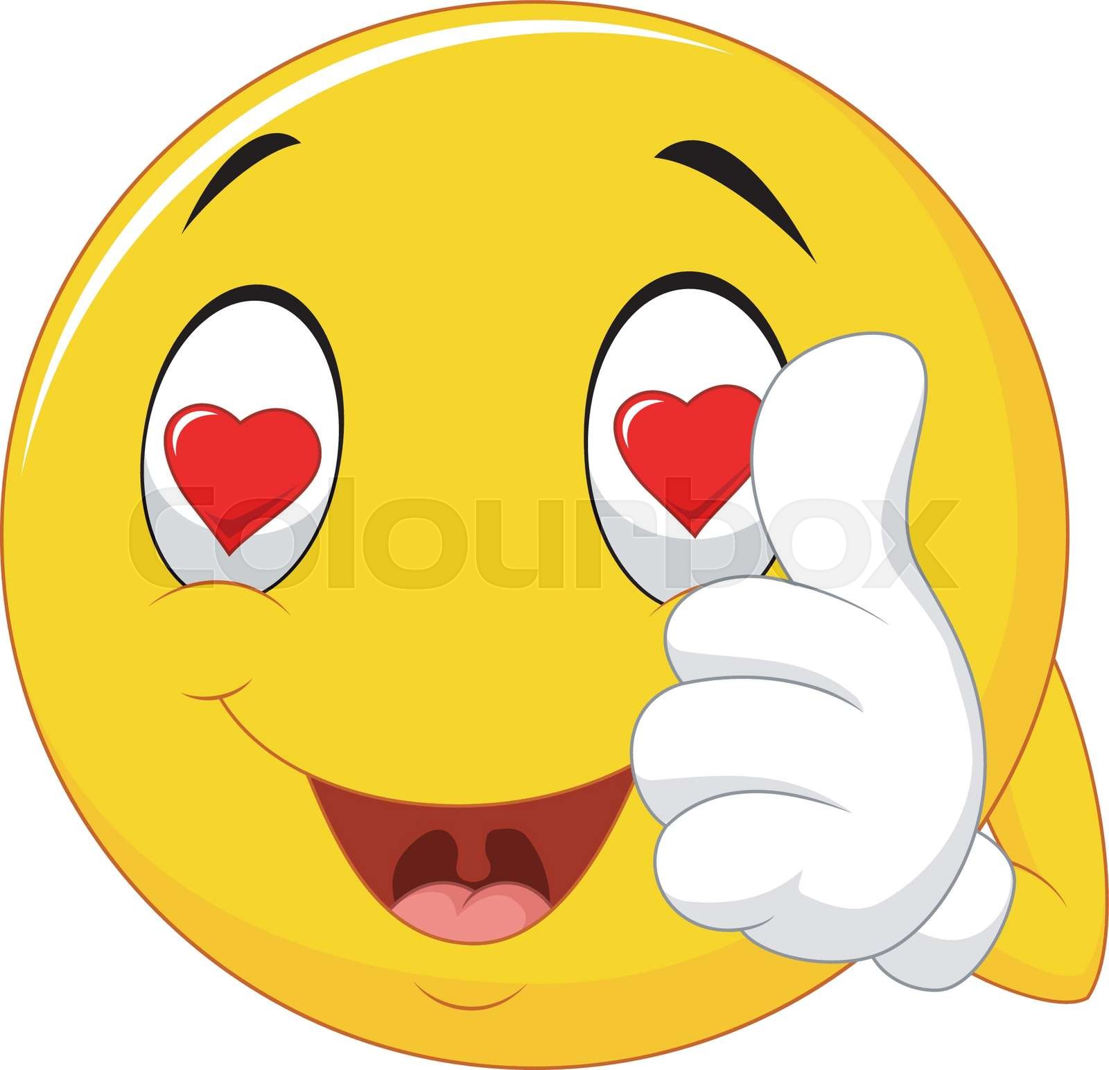Cartoon happy love face and giving thumb up. illustration | Stock ...