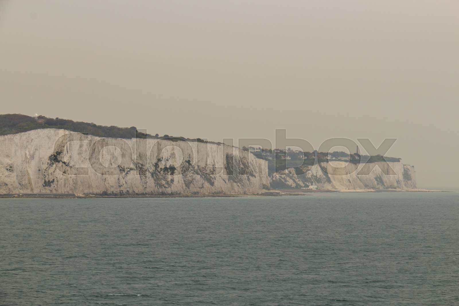 White chalk cliffs of Dover, England under fog | Stock image | Colourbox