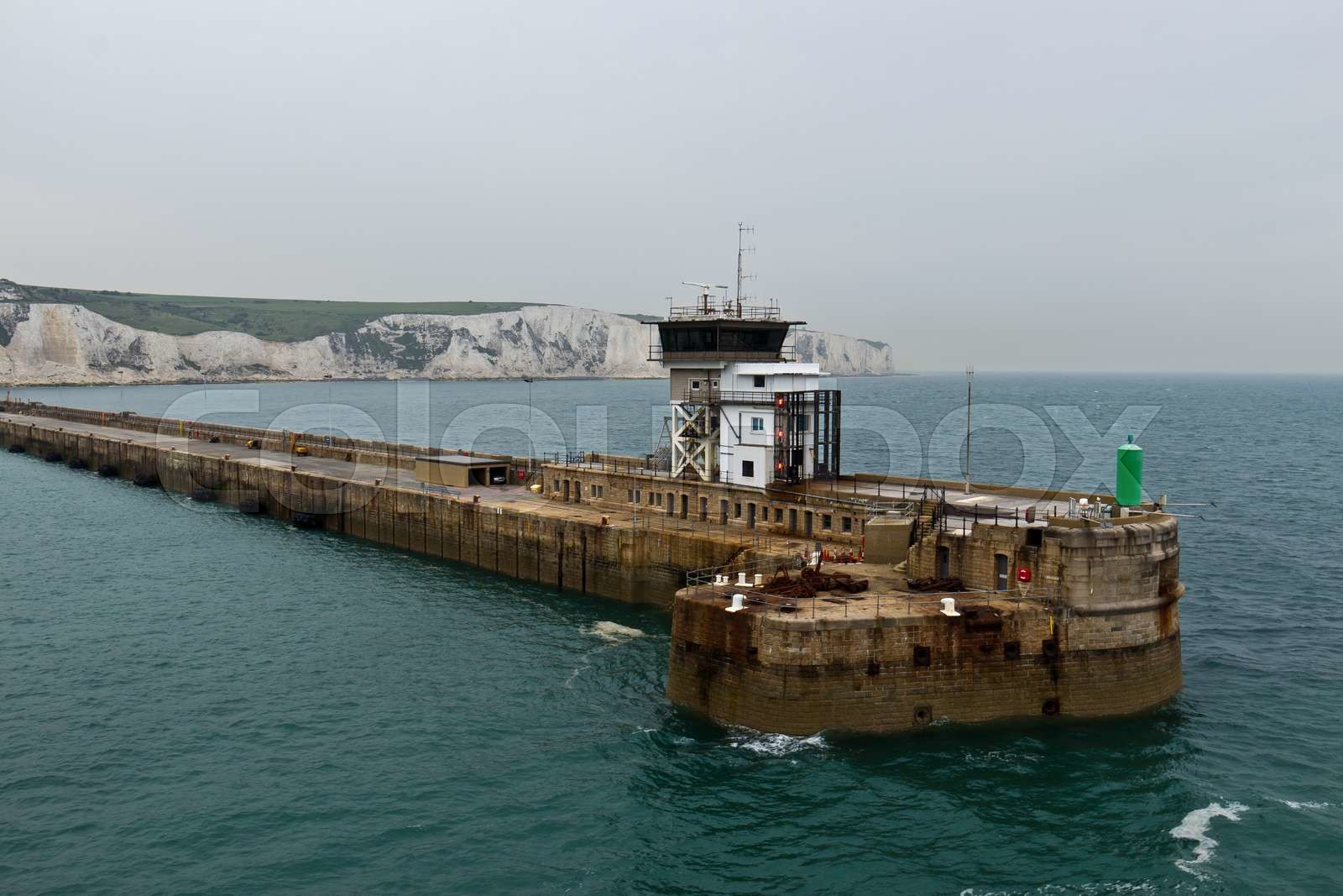 Man-made breakwater structure at port entry | Stock image | Colourbox