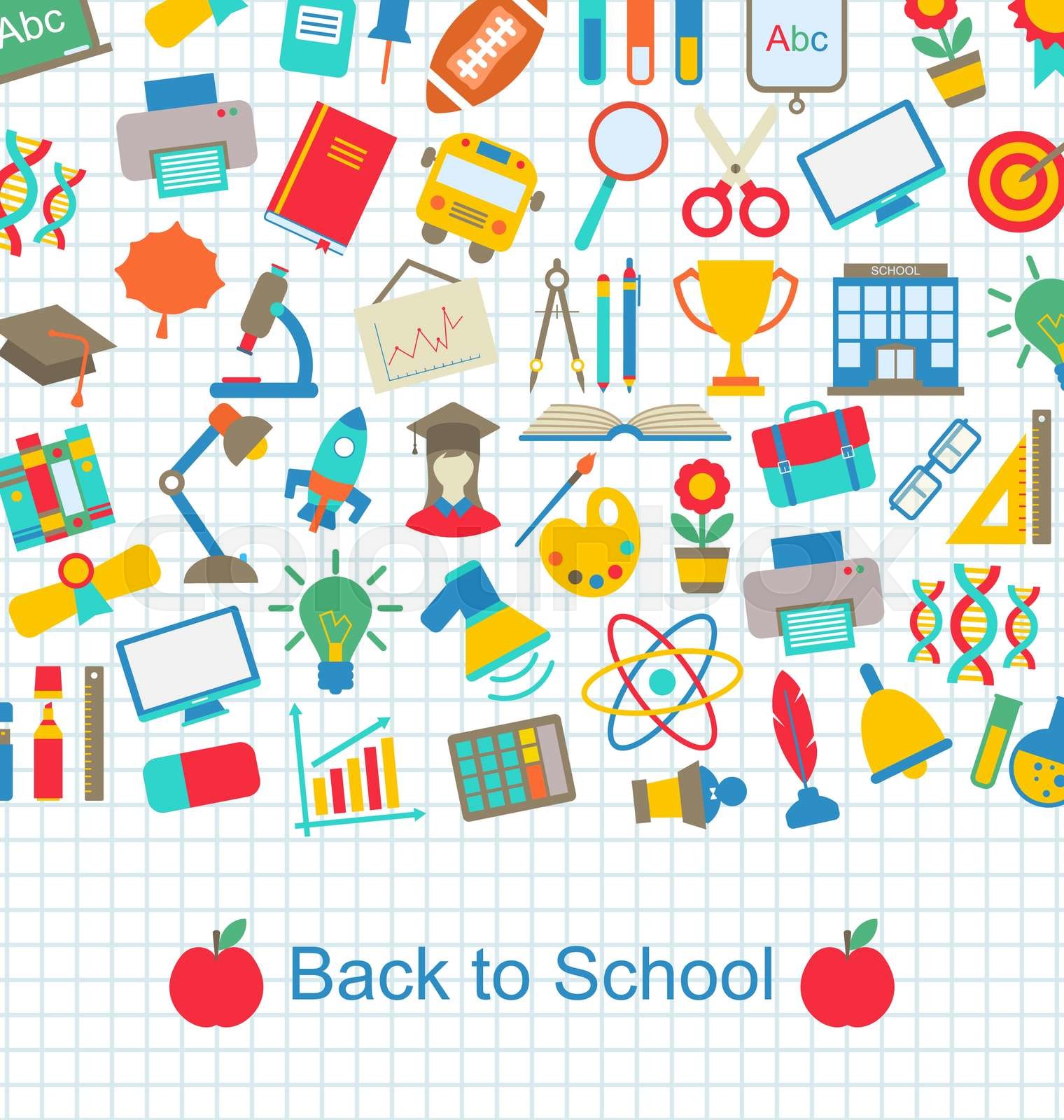 Back to School Background with Education Objects | Stock vector | Colourbox
